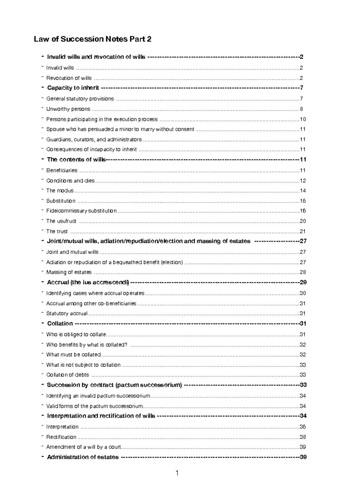 Law of succession notes - - Studocu