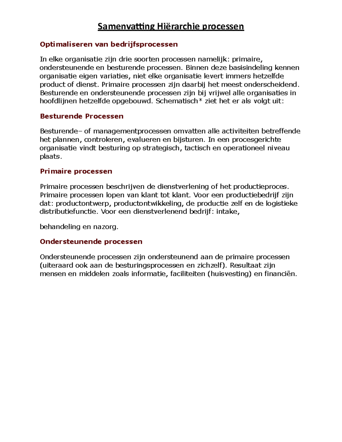 Optimalisatie van Bedrijfsprocessen: Samenvatting & Inzicht - Studeersnel