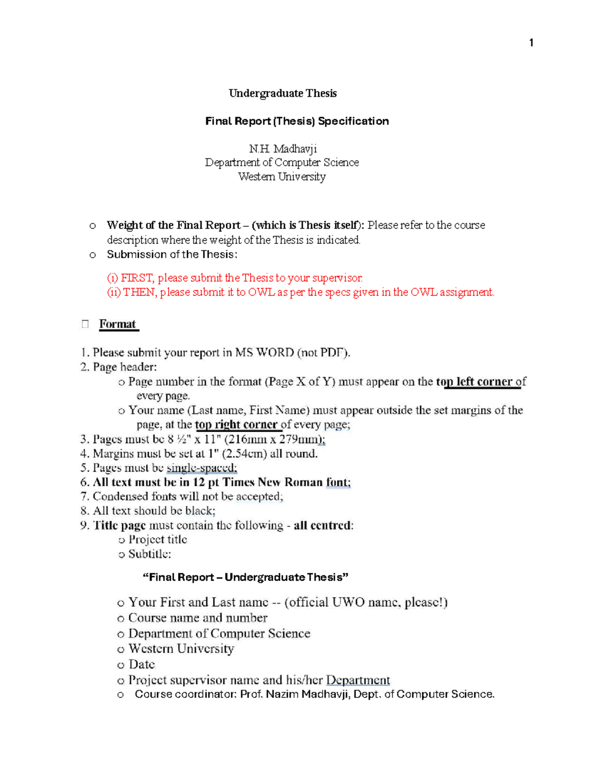 CS 4999 Undergraduate Thesis Final Report Guidelines - Studocu