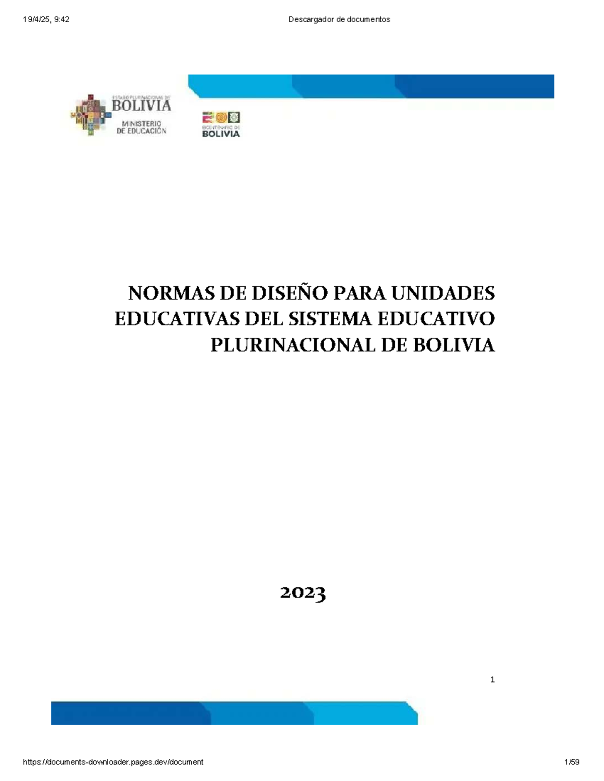 Normas de Diseño para Unidades Educativas en Bolivia (2023) - Studocu
