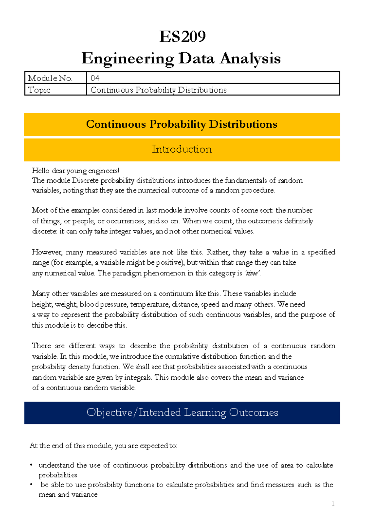 Module 4 - eda pract - Module No. 04 Topic Continuous Probability ...