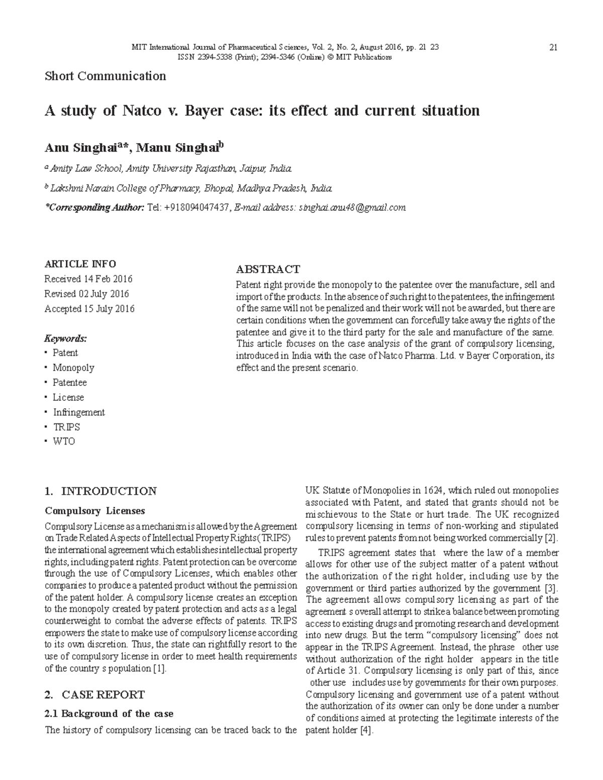 Natco v. Bayer Case Analysis: Impact on Indian Patent Law (BL 101 ...