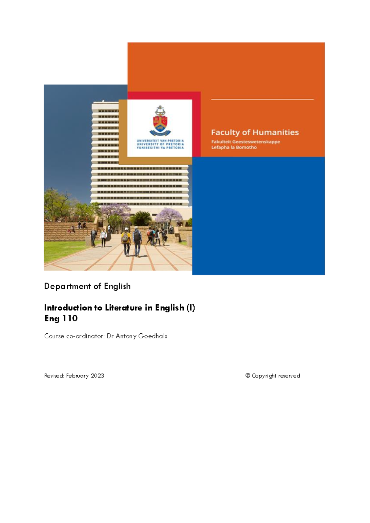 Eng 110 study guide updated Feb 17 2023 - Department of English ...