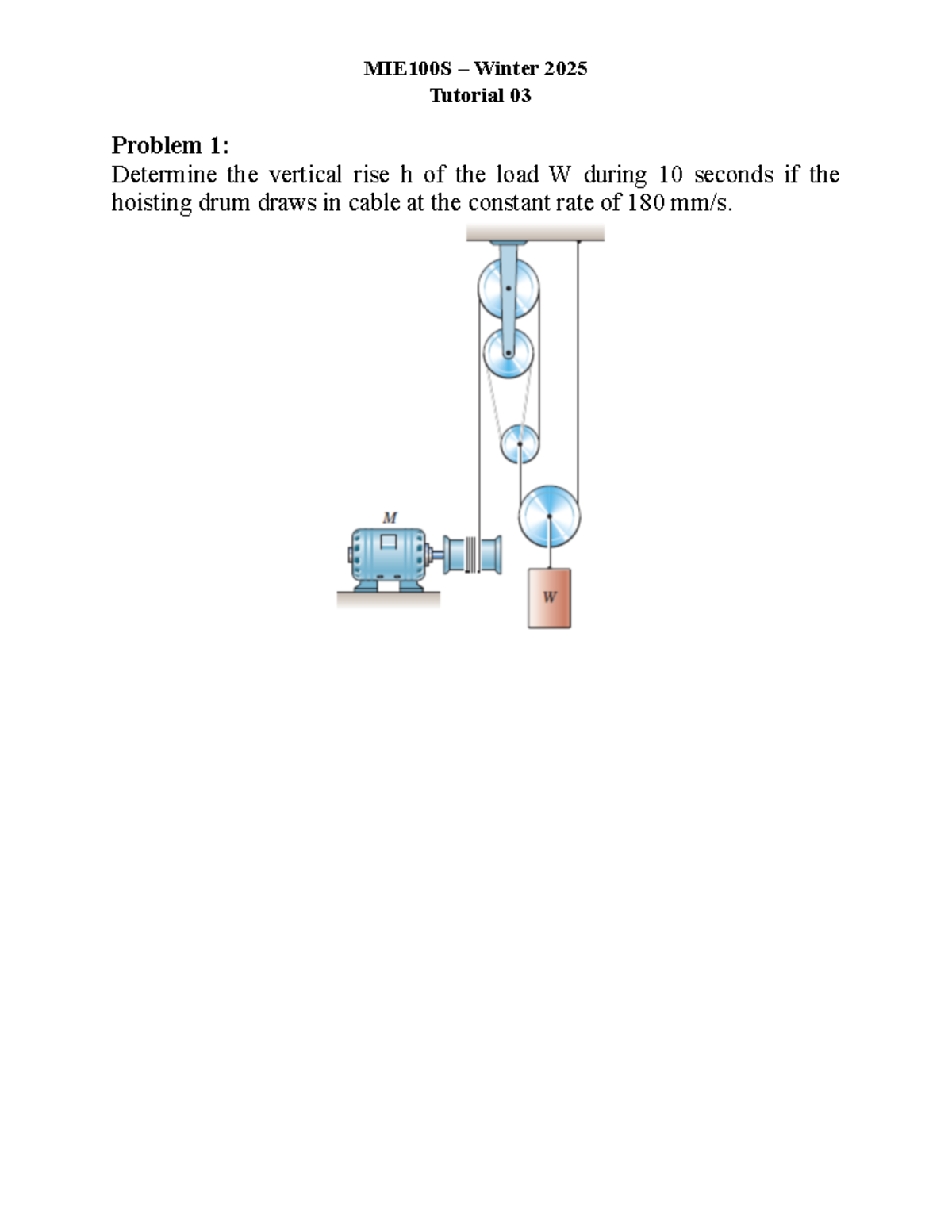 MIE100 2024 Tutorial Week 3 WO Solutions - Tutorial 0 3 Problem 1 ...