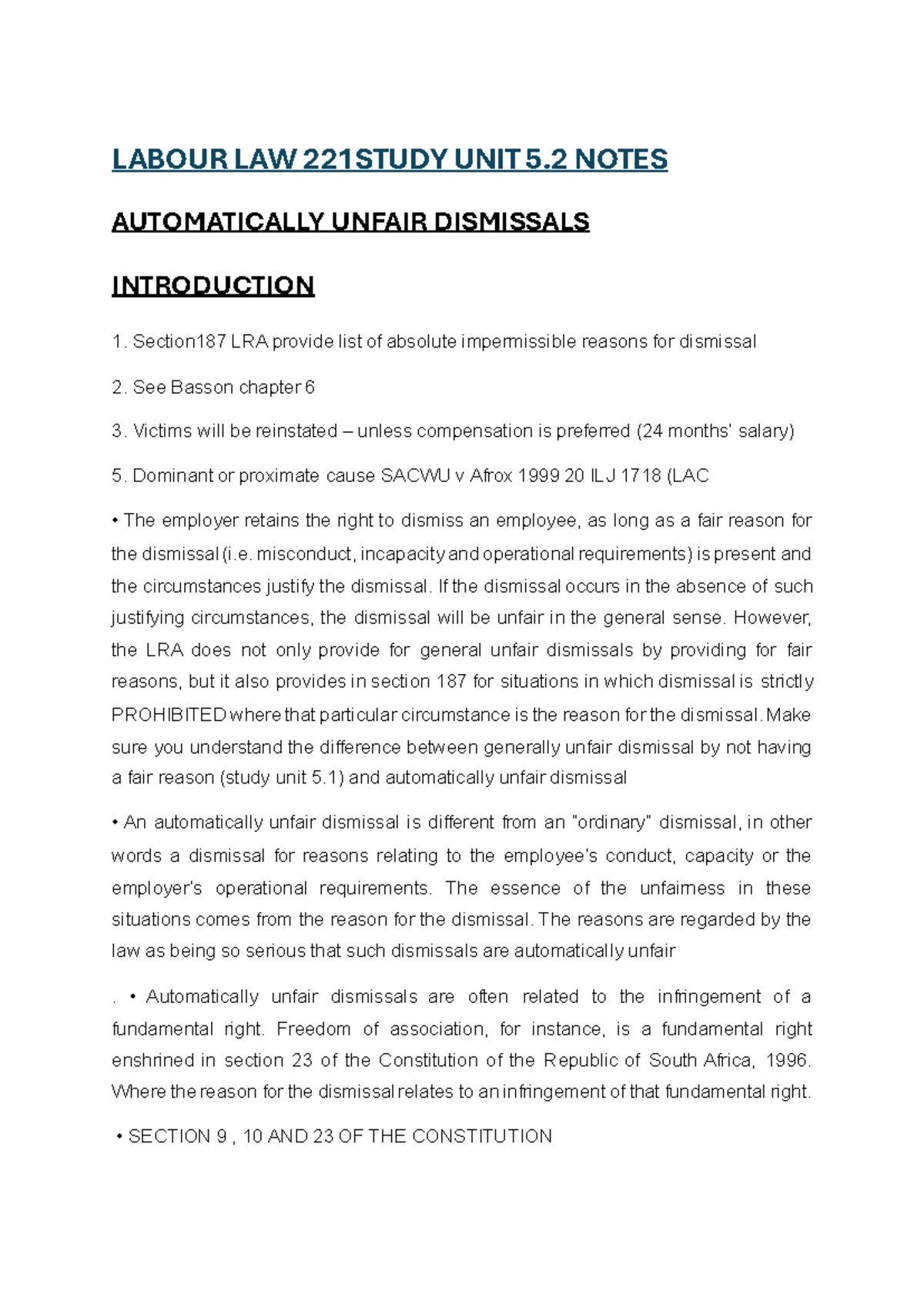 Code of Good Practice - Dismissal Schedule 8 of the LRA - Schedule 8 ...