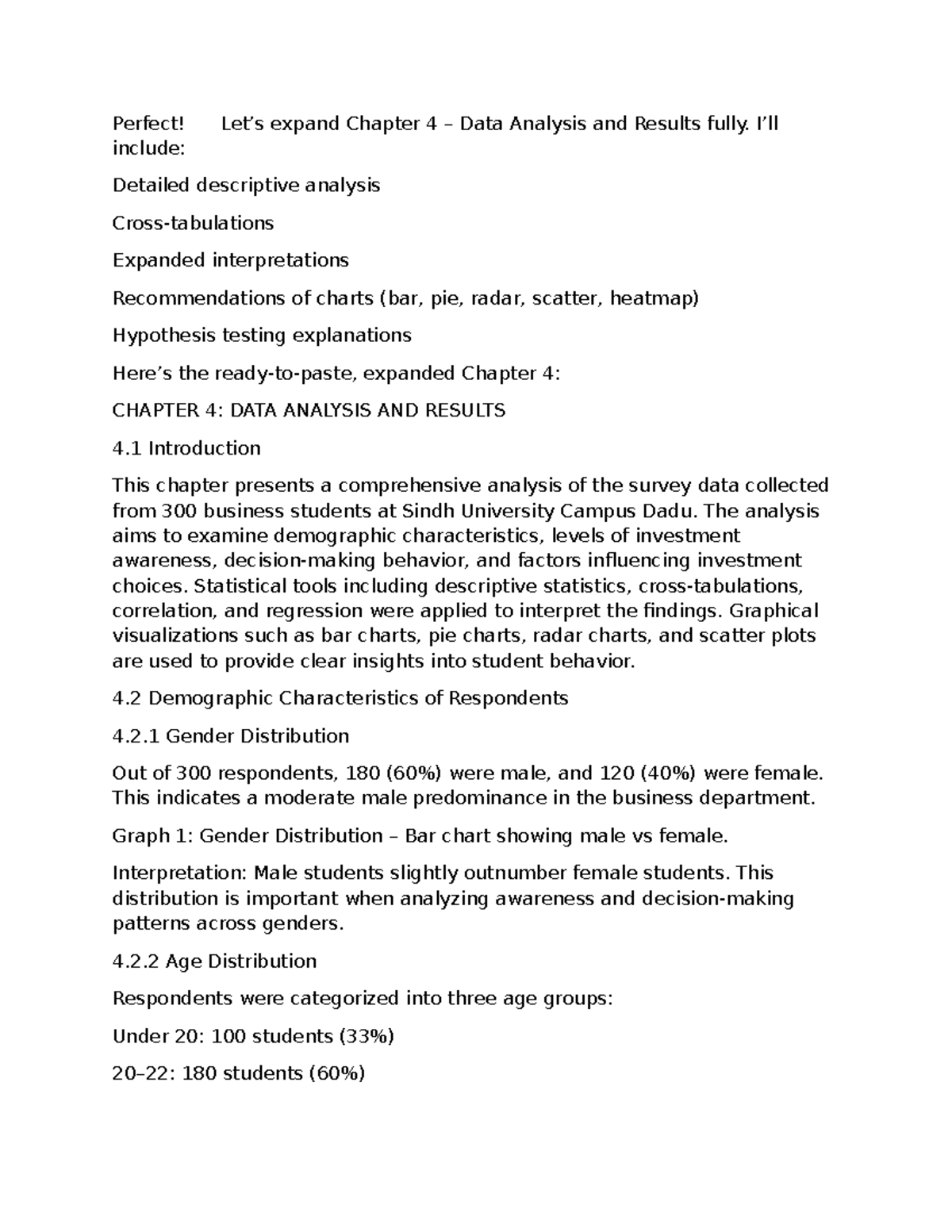 Chapter 4: Data Analysis & Results on Investment Awareness (Course Code ...