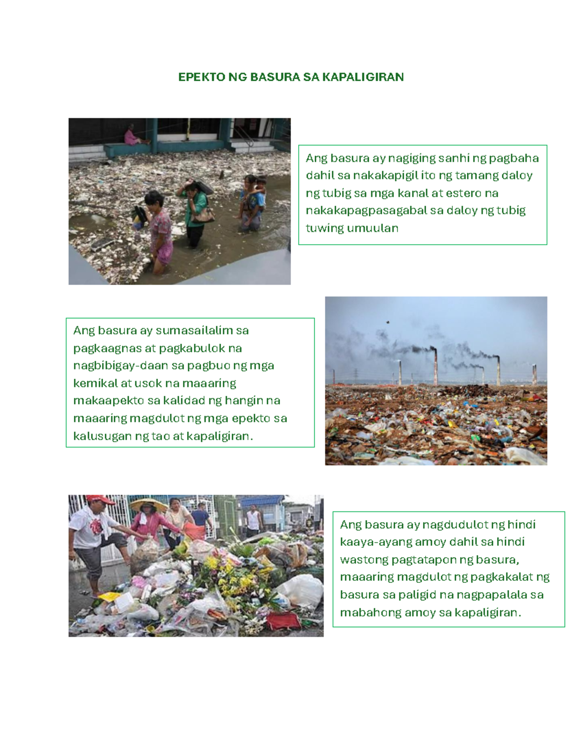 Epekto ng Basura sa Kapaligiran: Isang Pagsusuri at Solusyon - Studocu