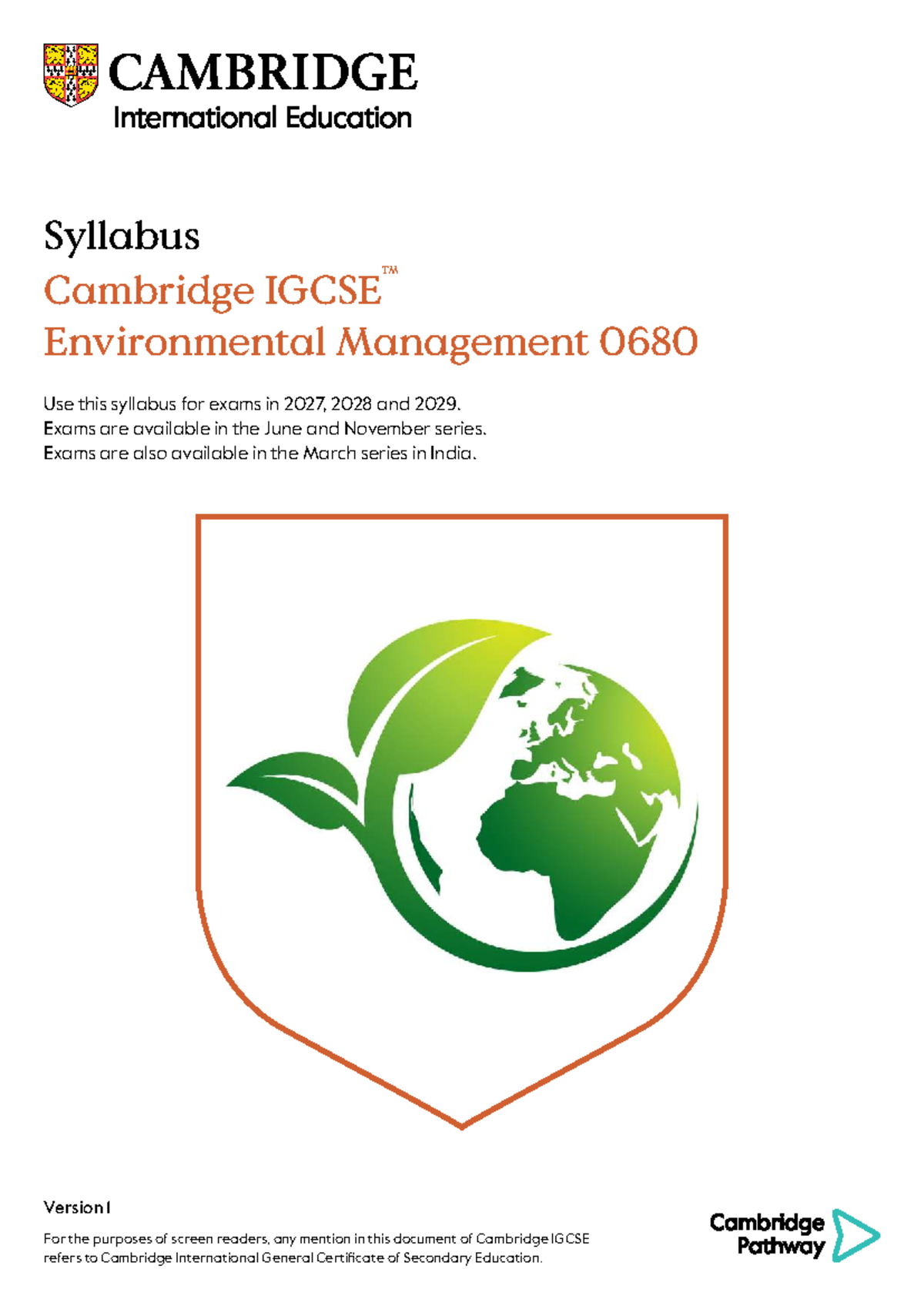 Cambridge IGCSE Environmental Management 0680 Syllabus (2027-2029 ...