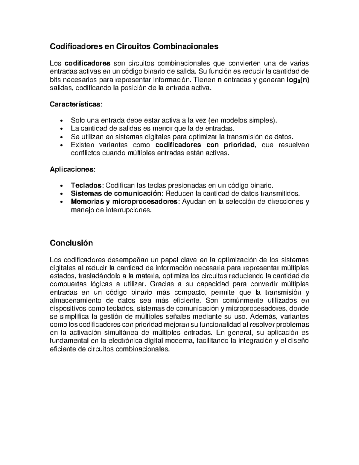 Codificadores en Circuitos Combinacionales (Apunte) - Studocu
