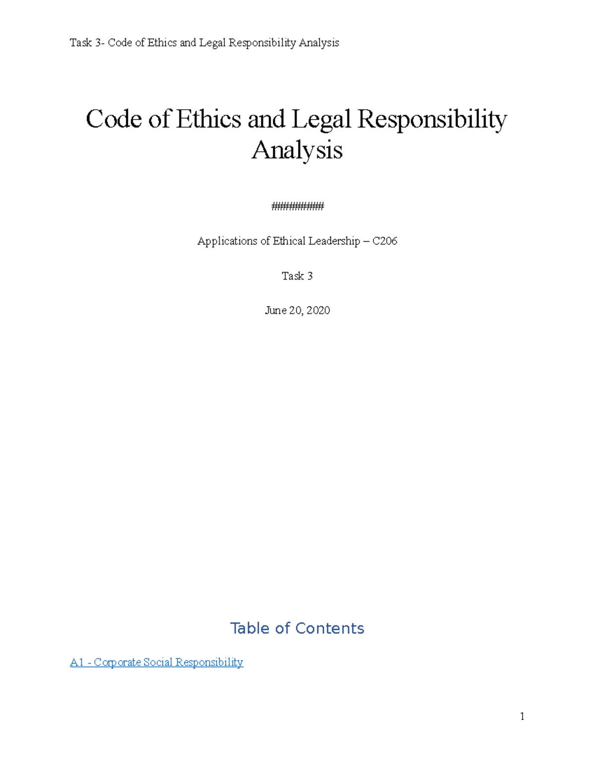 C206 Task 3: Analyzing Target's Code of Ethics and Compliance Practices - Studocu