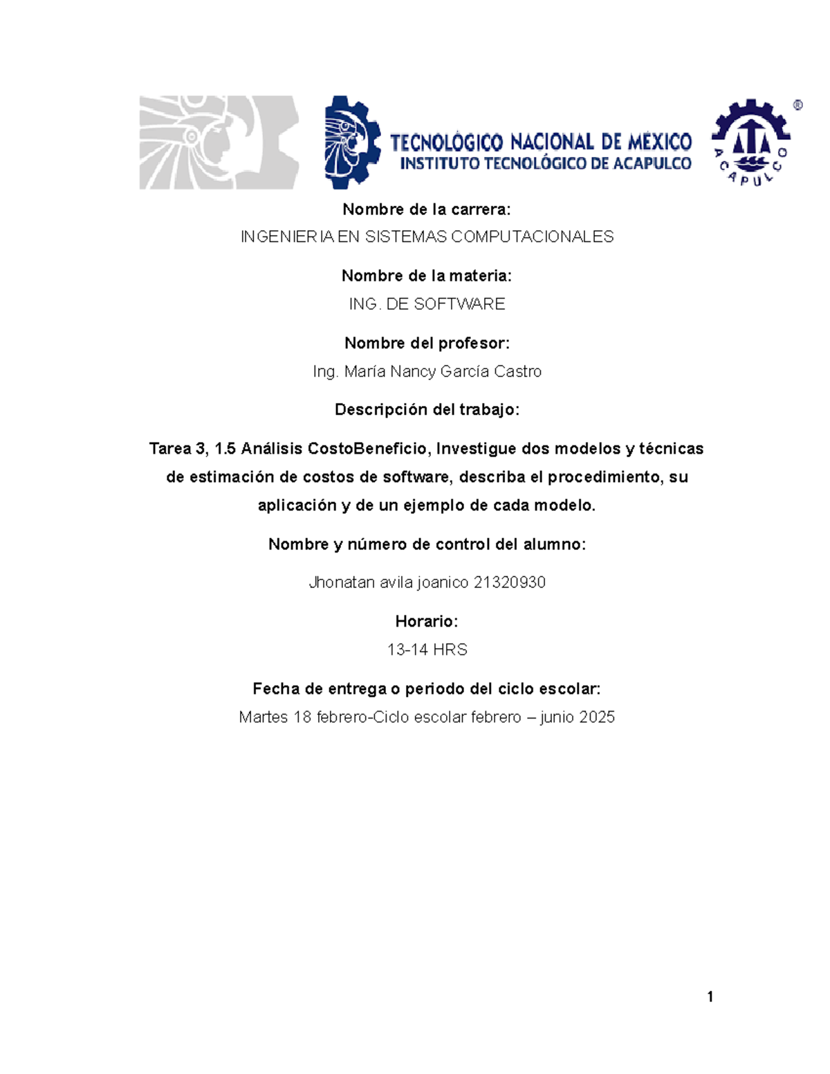 Análisis Costo-Beneficio en Estimación de Costos de Software - ISC ...