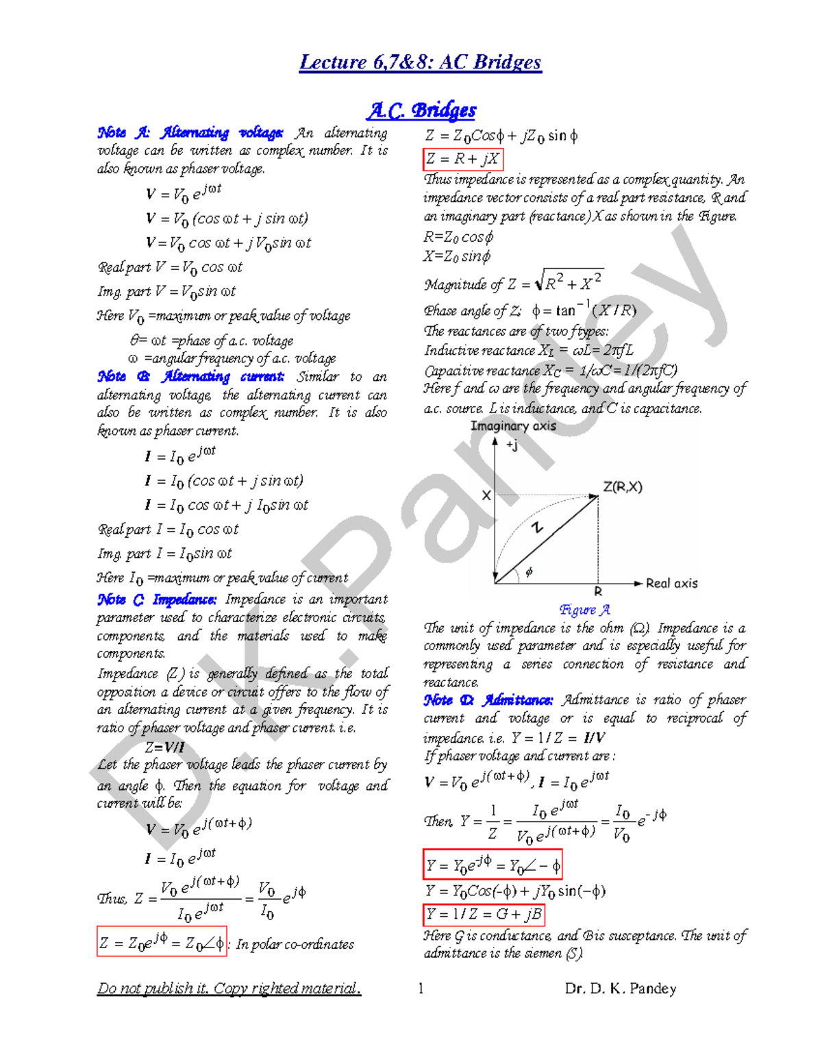 Lecture 6-8 DKP: Understanding AC Bridges and Impedance Concepts - Studocu
