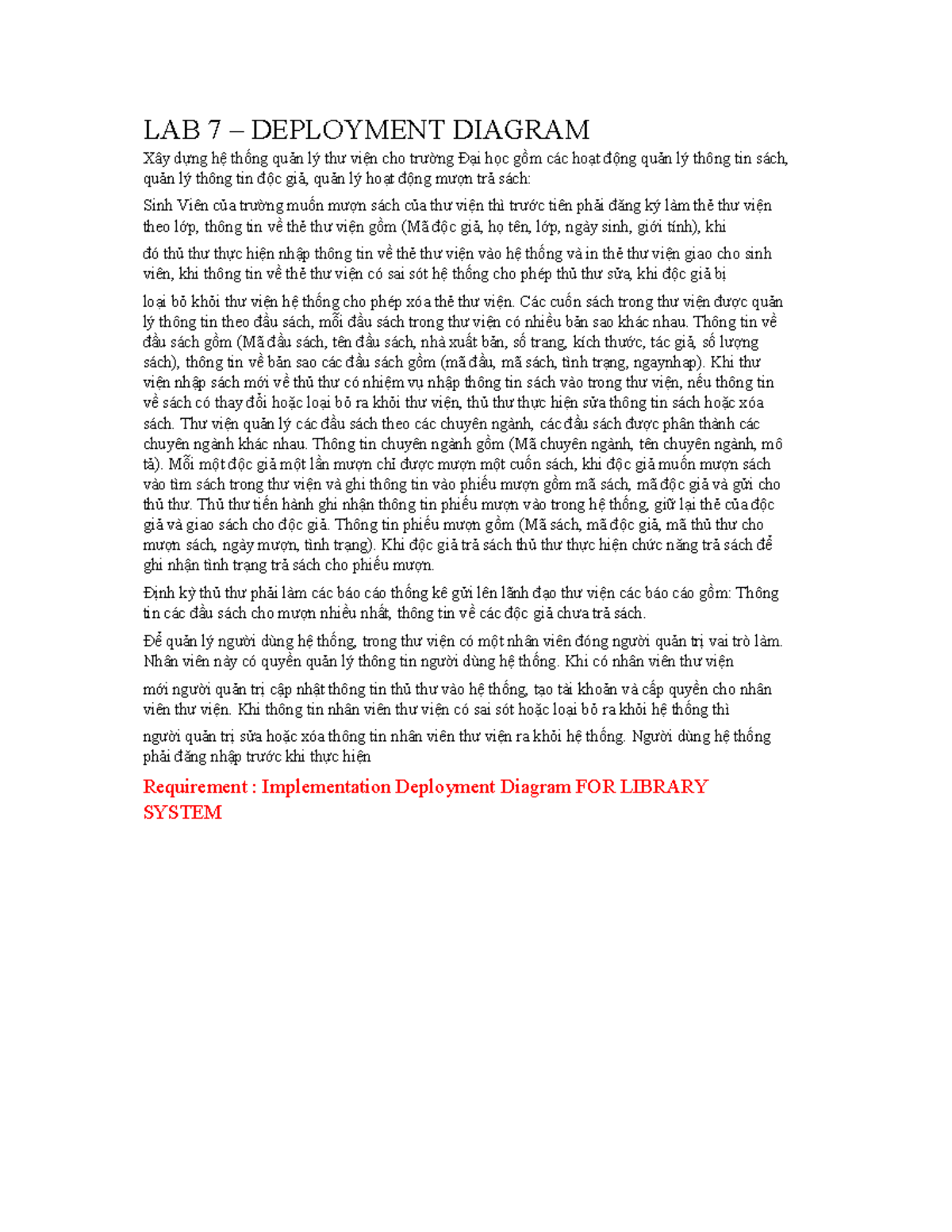 LAB 7 - Deployment Diagram for Library Management System - Studocu