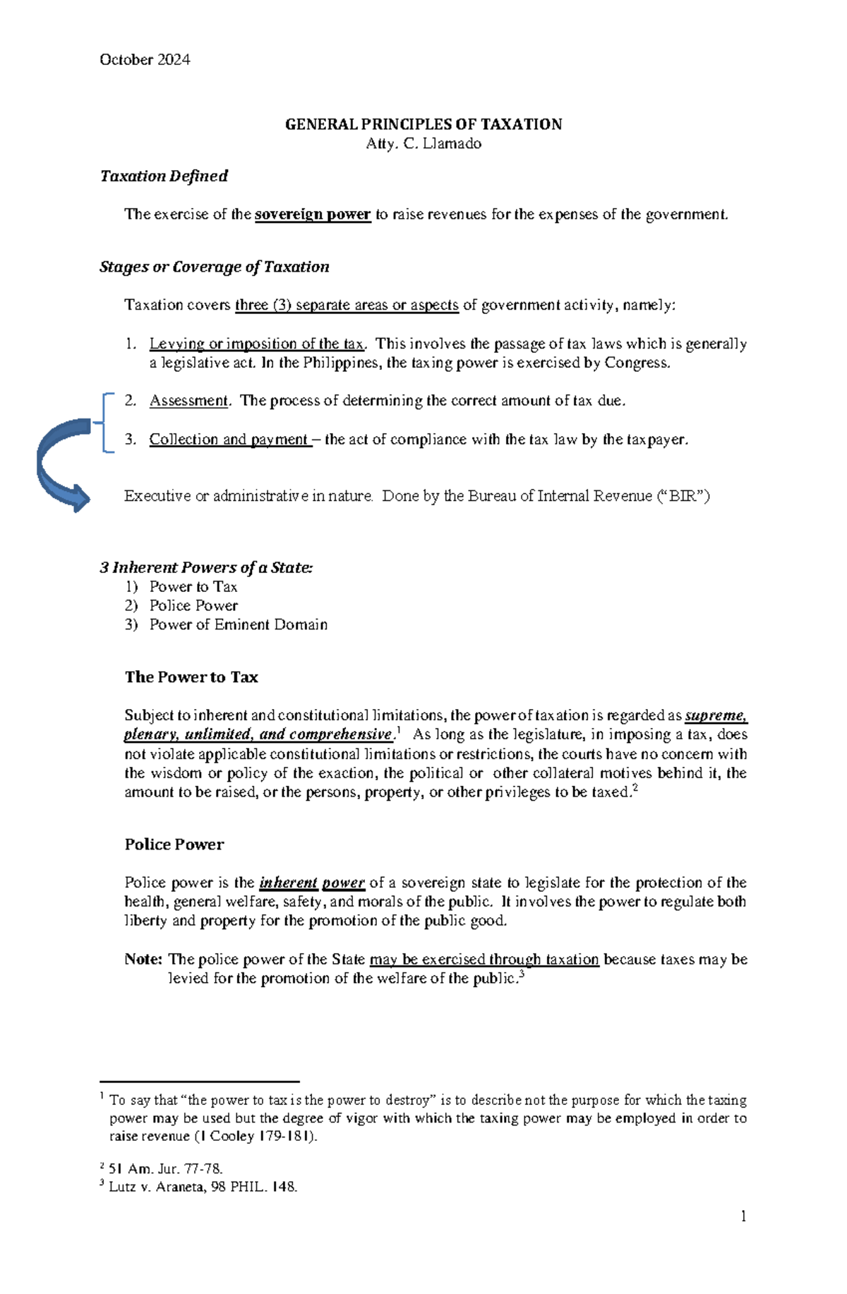 CPAR General Principles of Taxation - Handout (Batch 96) - Studocu