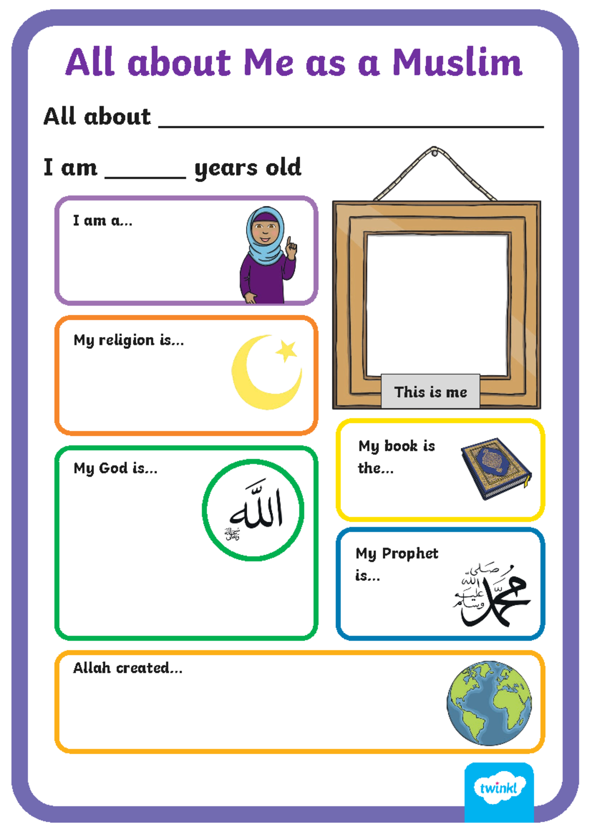 All about me as a muslim activity editable - law peribahasa - All about ...