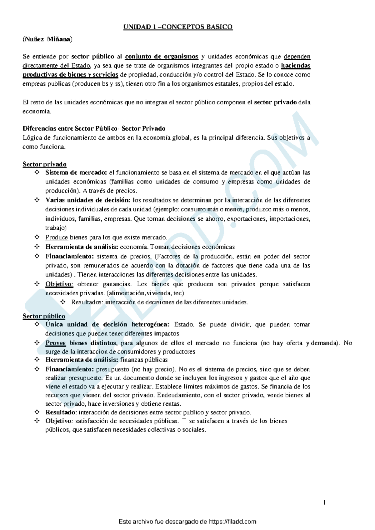UNIDAD 1: SECTOR PÚBLICO Y PRIVADO EN ARGENTINA (Nuñez Miñana) - Studocu