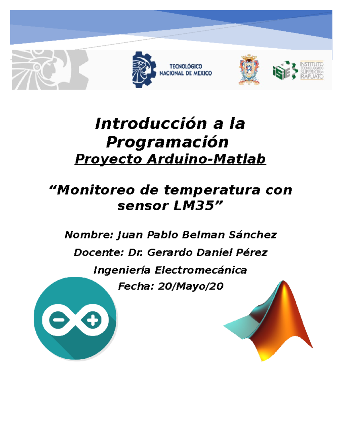 Proyecto Arduino Matlab Introducción A La Programación Proyecto Arduino Matlab Monitoreo De