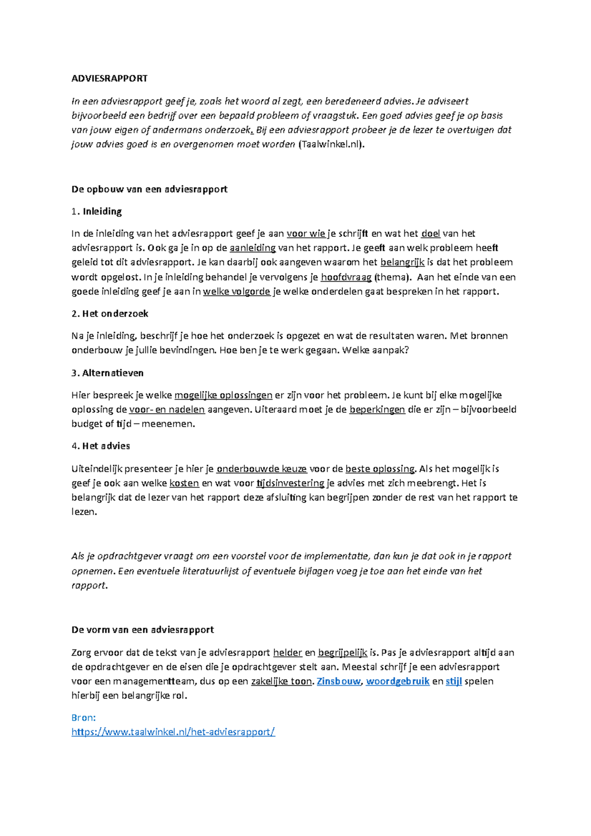 Adviesrapport (ADV) - Schrijven van een Beredeneerd Advies - Studeersnel