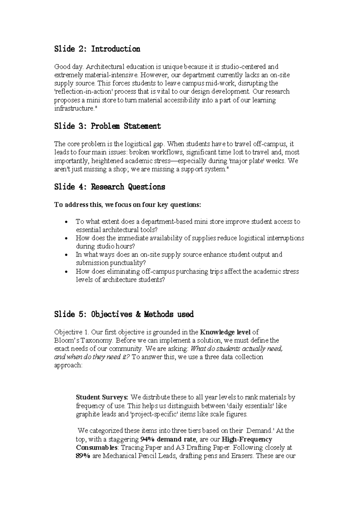 Final Script: Architecture Problem Research (ARCH 101) - Studocu