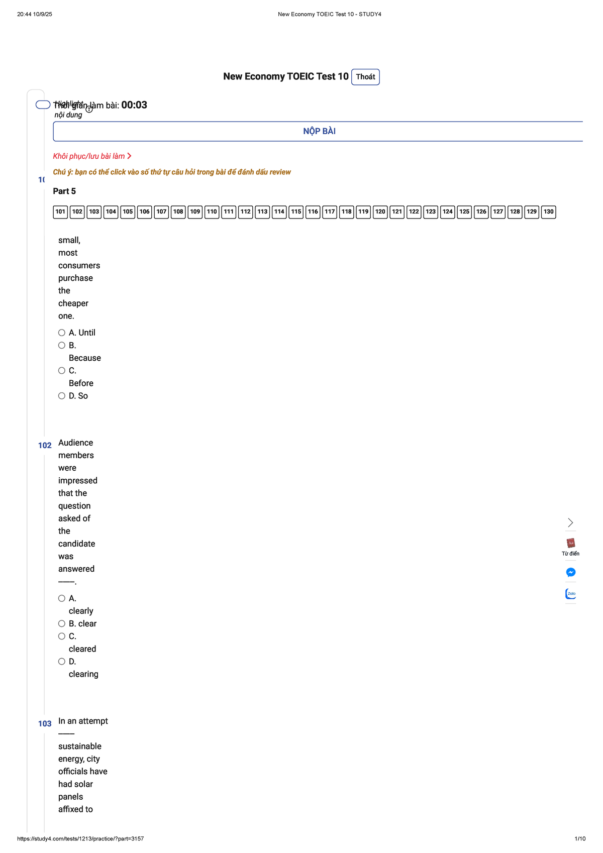 New Economy TOEIC Test 10 - Study 4 Review Questions - Studocu
