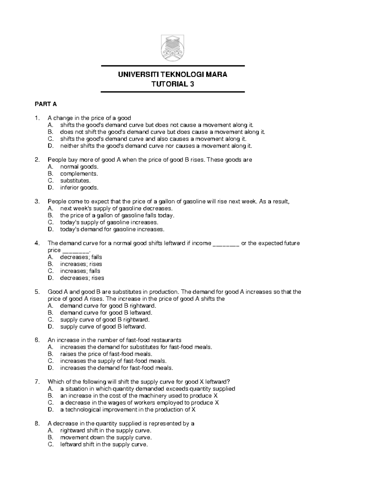Tutorial 3 - Midterm Test Questions and Answers - Studocu