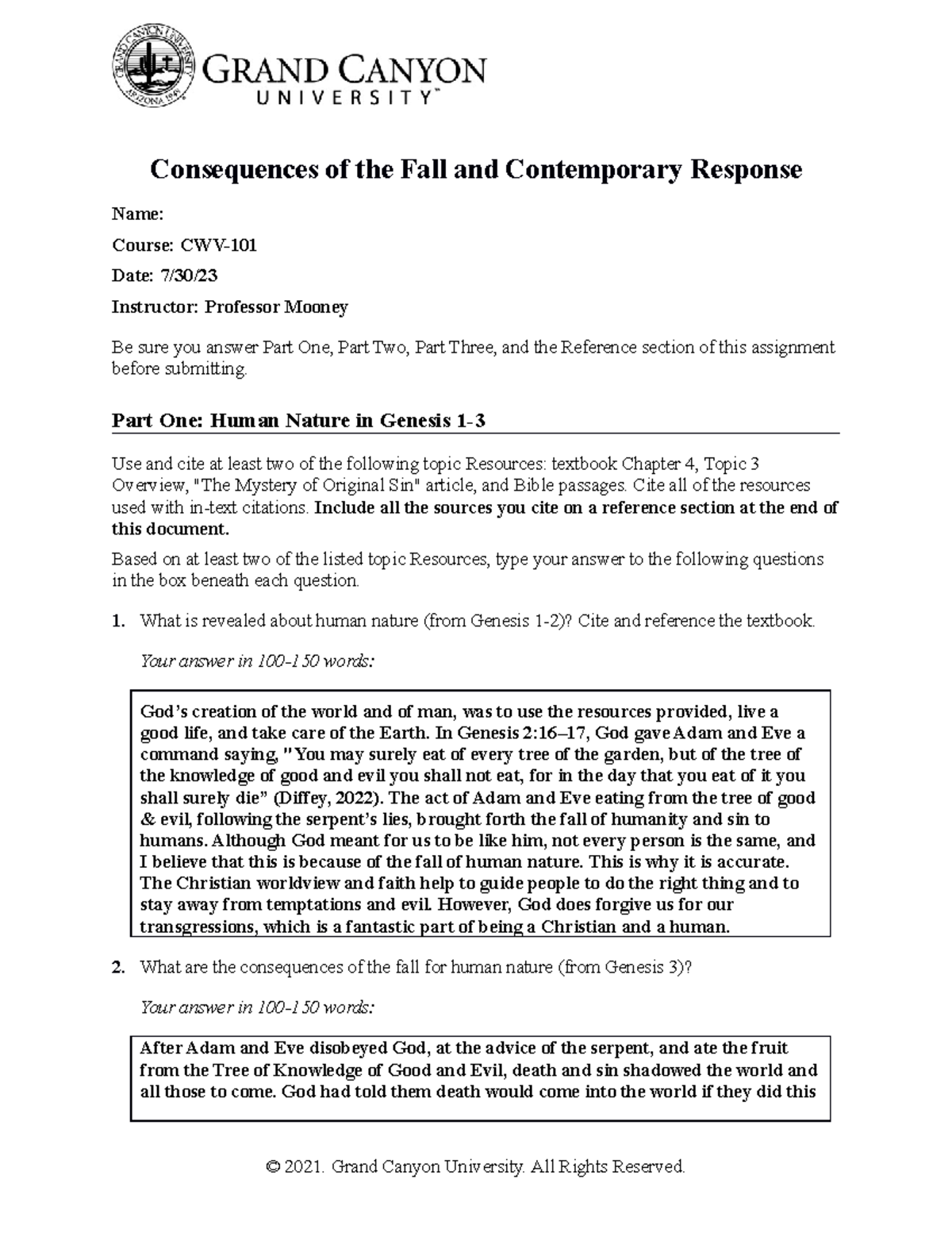 CWV- Consequences of the Fall: Exploring Human Nature & Redemption ...