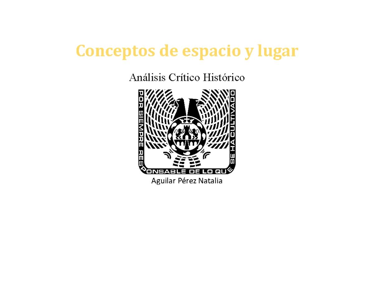Actividad 1: Conceptos de Espacio y Lugar en Arquitectura I - Studocu