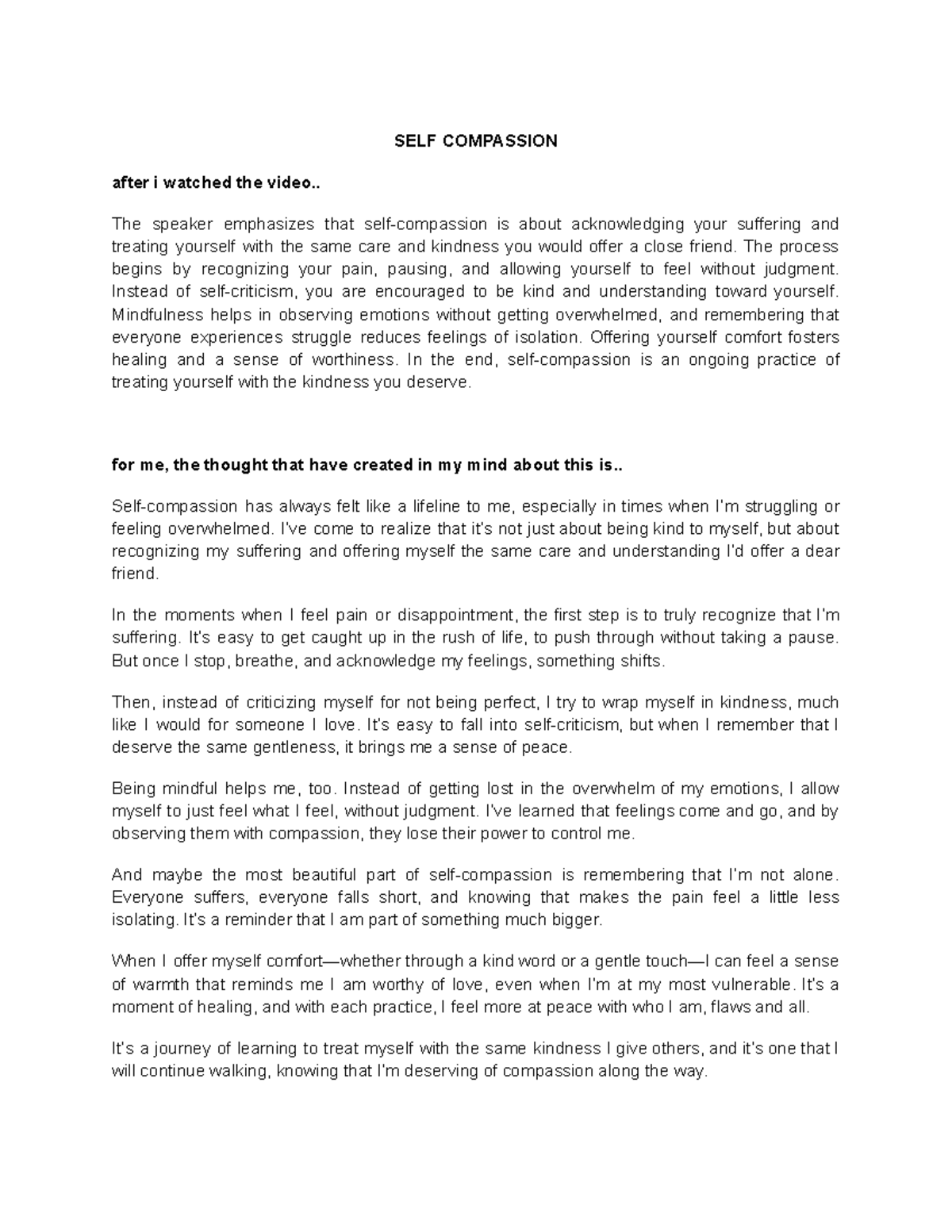 Lopez Selfcompassion - NA THIS IS A SAMPLE OF - SELF COMPASSION after i ...