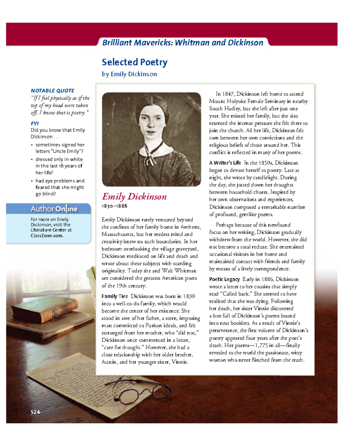 Emily Dickinson & Walt Whitman: Selected Poetry Analysis (ENG 524 ...
