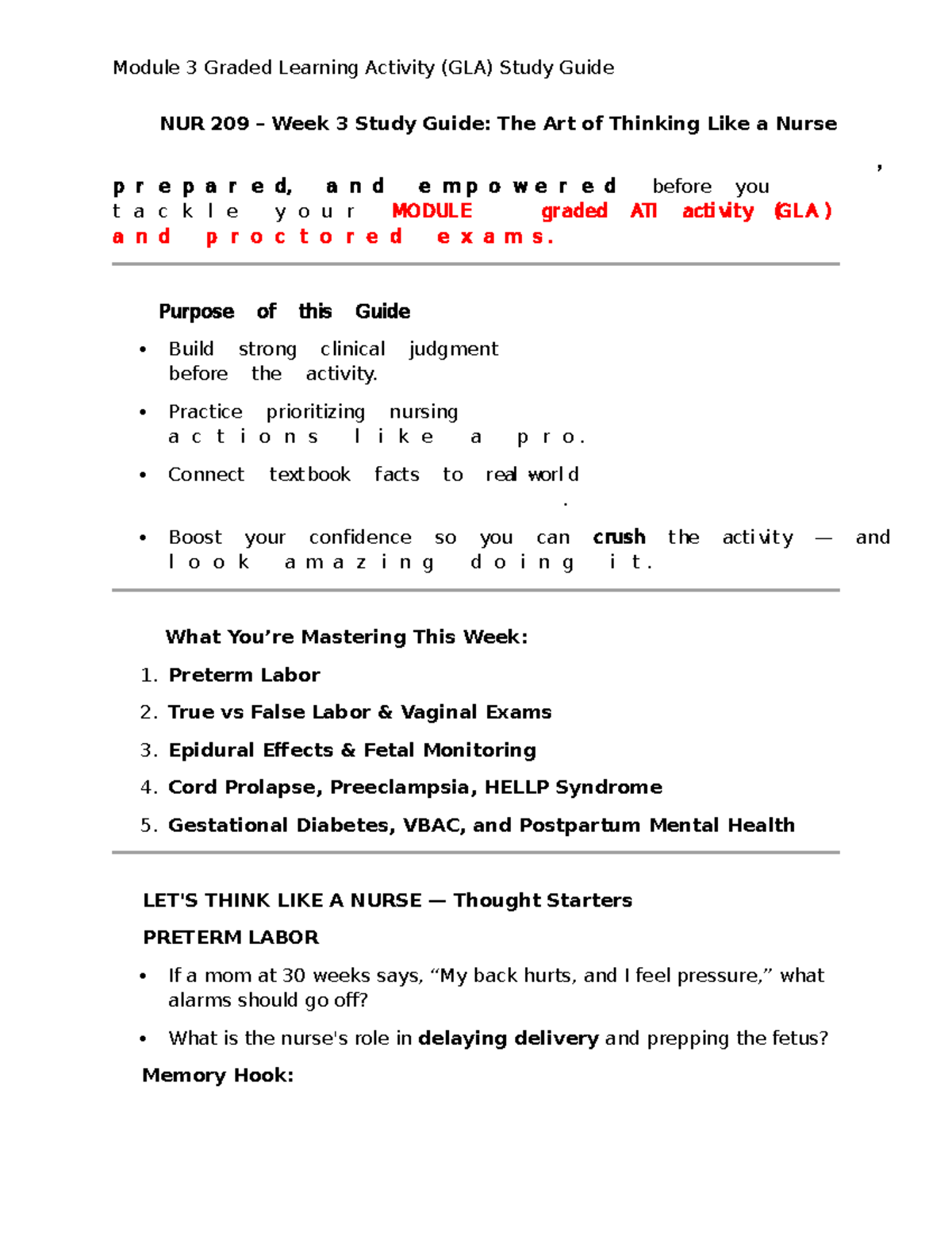 Module 3 GLA Study Guide: Mastering Nursing Concepts for Success - Studocu