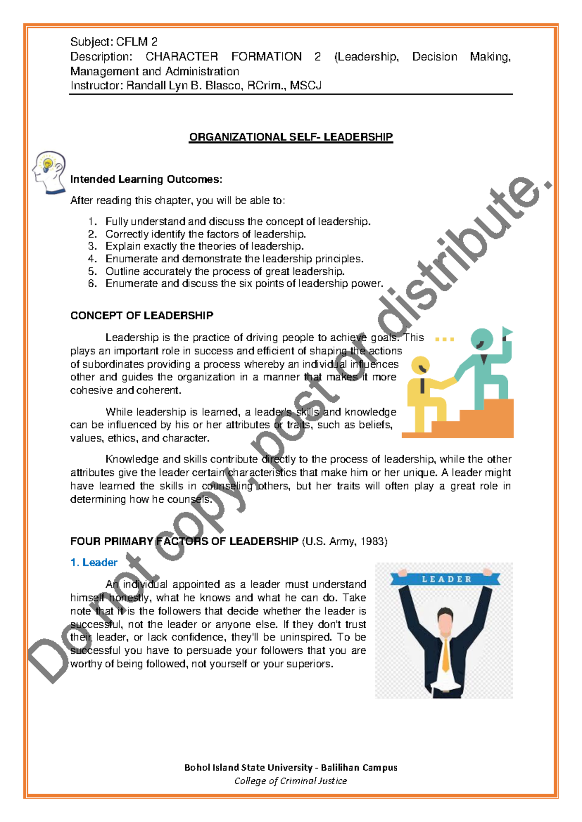 CFLM 2: Leadership Principles and Theories in Character Formation - Studocu