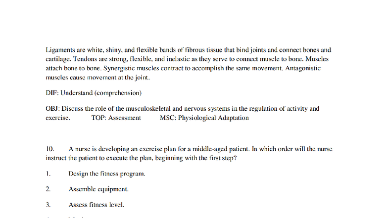 Test Bank for Fundamentals of Nursing (12th Ed) - Exercise Plan & - Studocu