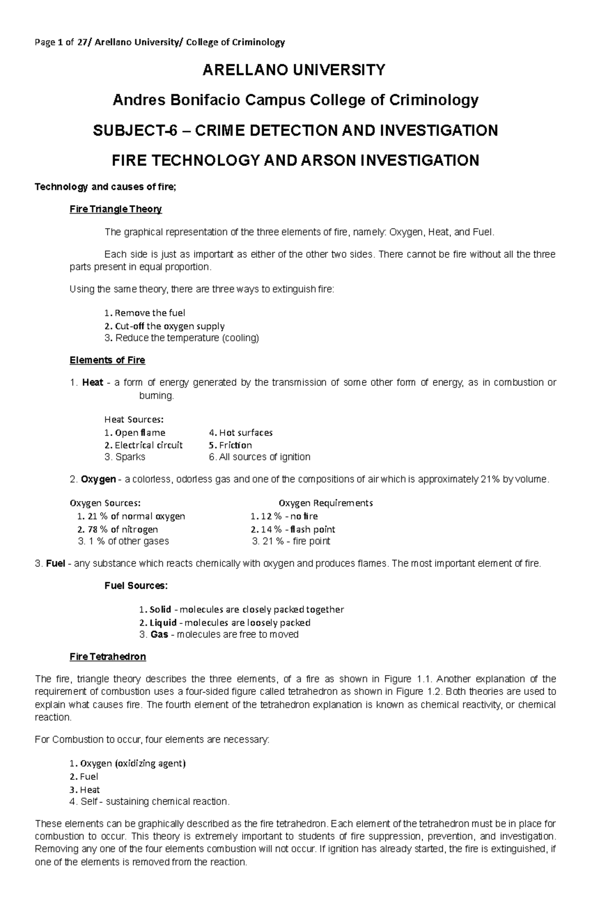 FIRE Technology & Arson Investigation (SUBJECT-6: Crime Detection) - Studocu