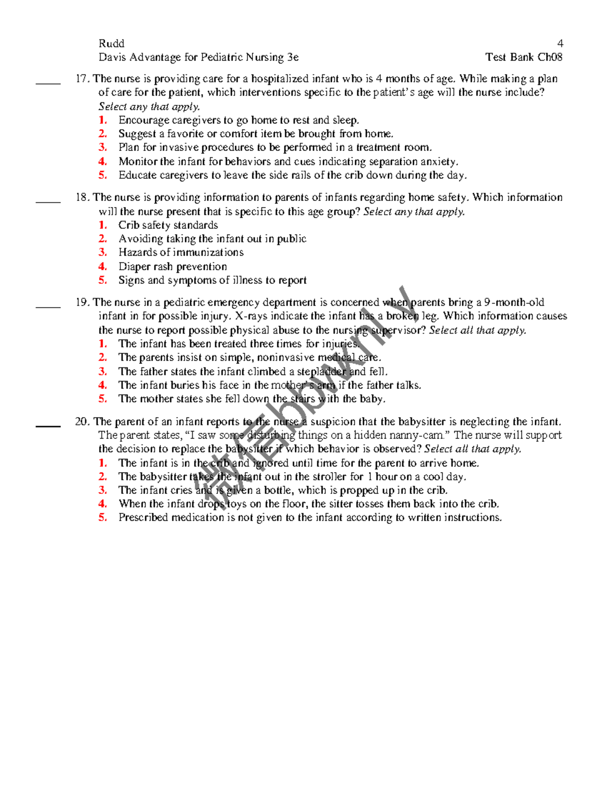 Test bank pediatric nursing critical components of nursing care 3rd ...