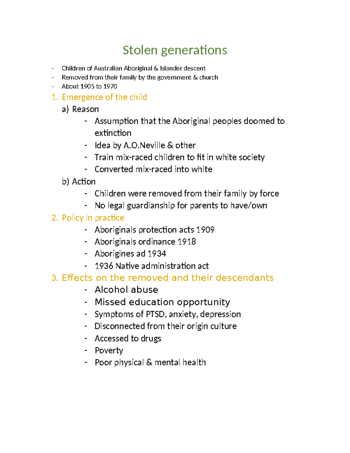 Stolen Generations: Impact on Aboriginal Children (1905-1970) - Studocu