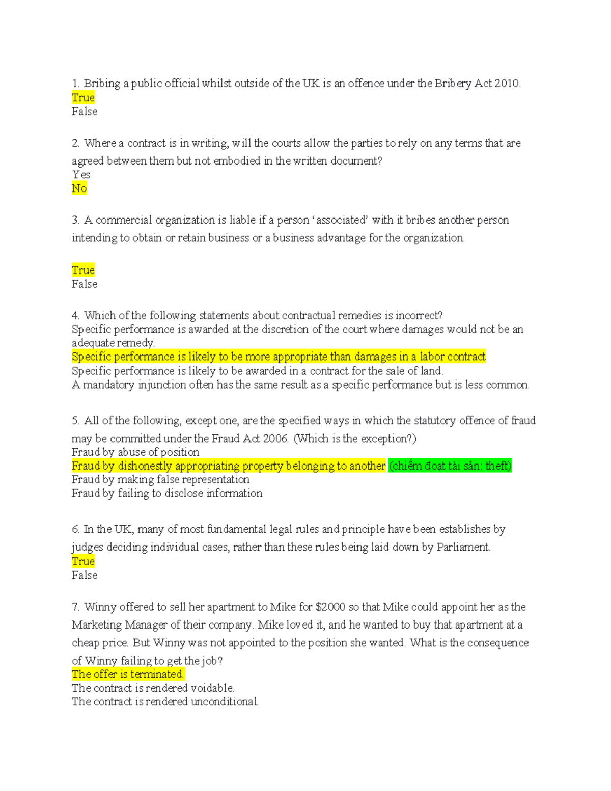 Luật-1: Key Legal Principles and Case Scenarios in UK Law - Studocu