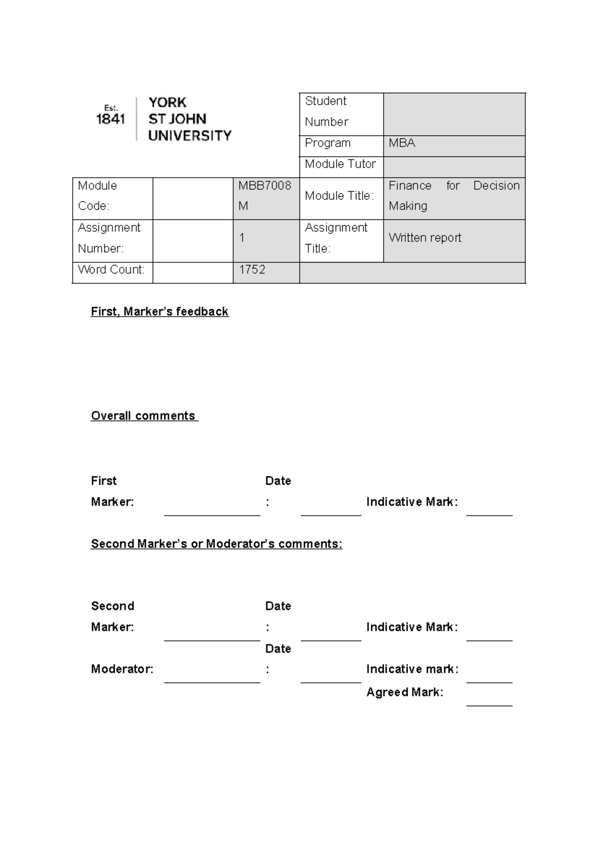DA-1482 - It is very useful - Student Number Program MBA Module Tutor ...