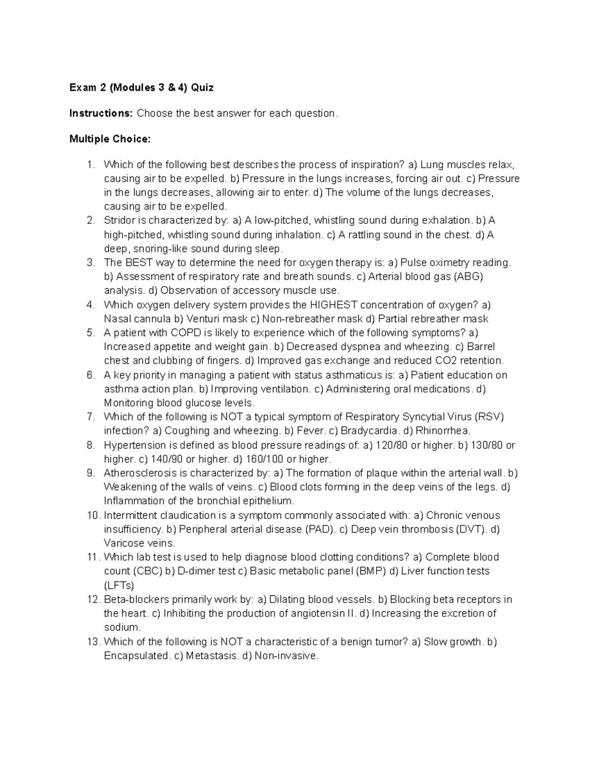 A7 exam 2 practice questions - Exam 2 (Modules 3 & 4) Quiz Instructions ...
