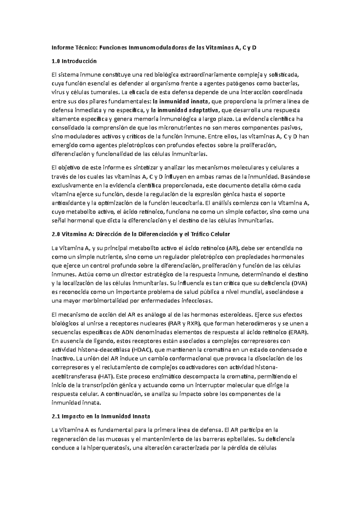 Funciones Inmunomoduladoras de las Vitaminas A, C y D: Informe Técnico ...