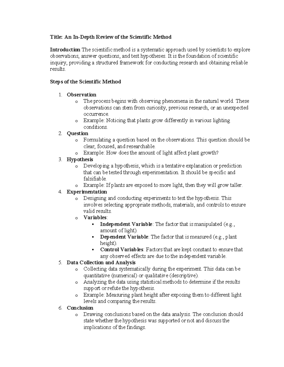 Reviewer 4 - Title: An In-Depth Review of the Scientific Method ...