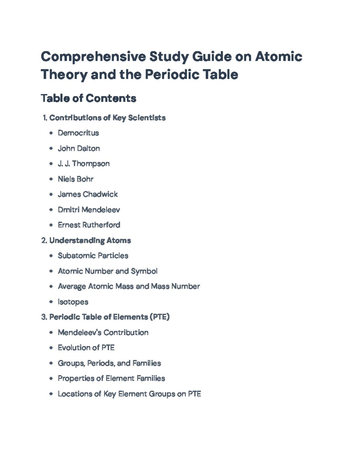 Comprehensive Study Guide on Atomic Theory & Periodic Table (Chem 101 ...