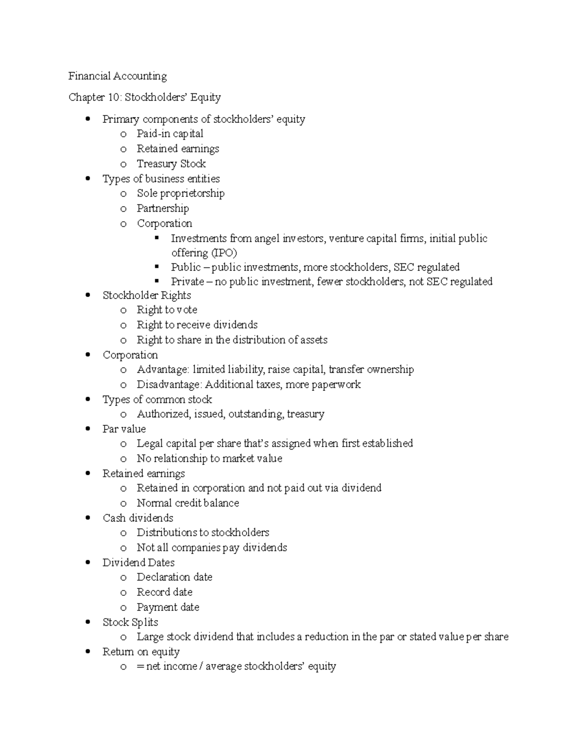 Financial Accounting Chapter 10 - Studocu