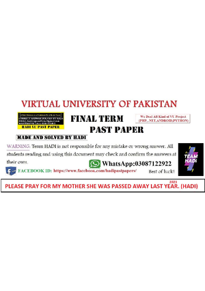Cs615 Solved Mcq's For Final Term By Vu Topper RM - Cs-615 Important Mcq’s For Final Term ...