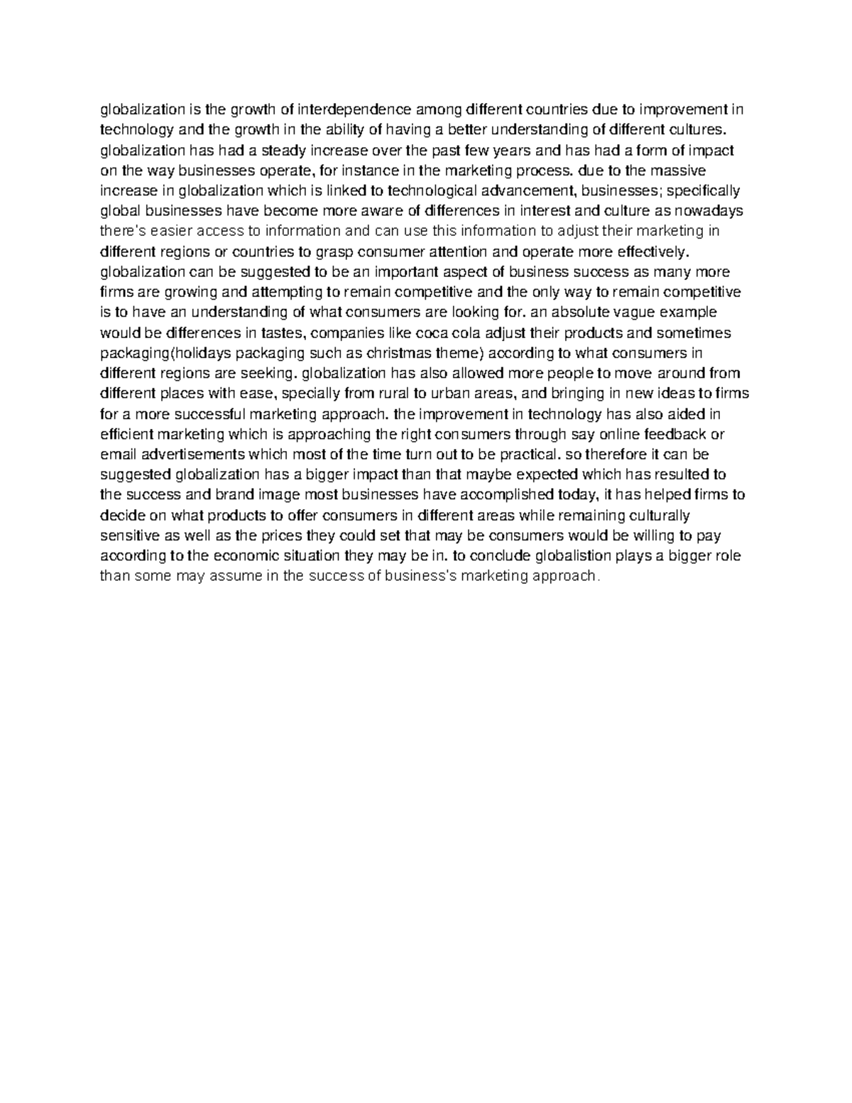 ENG 101 - Essay on the Impact of Globalization on Marketing Strategies ...
