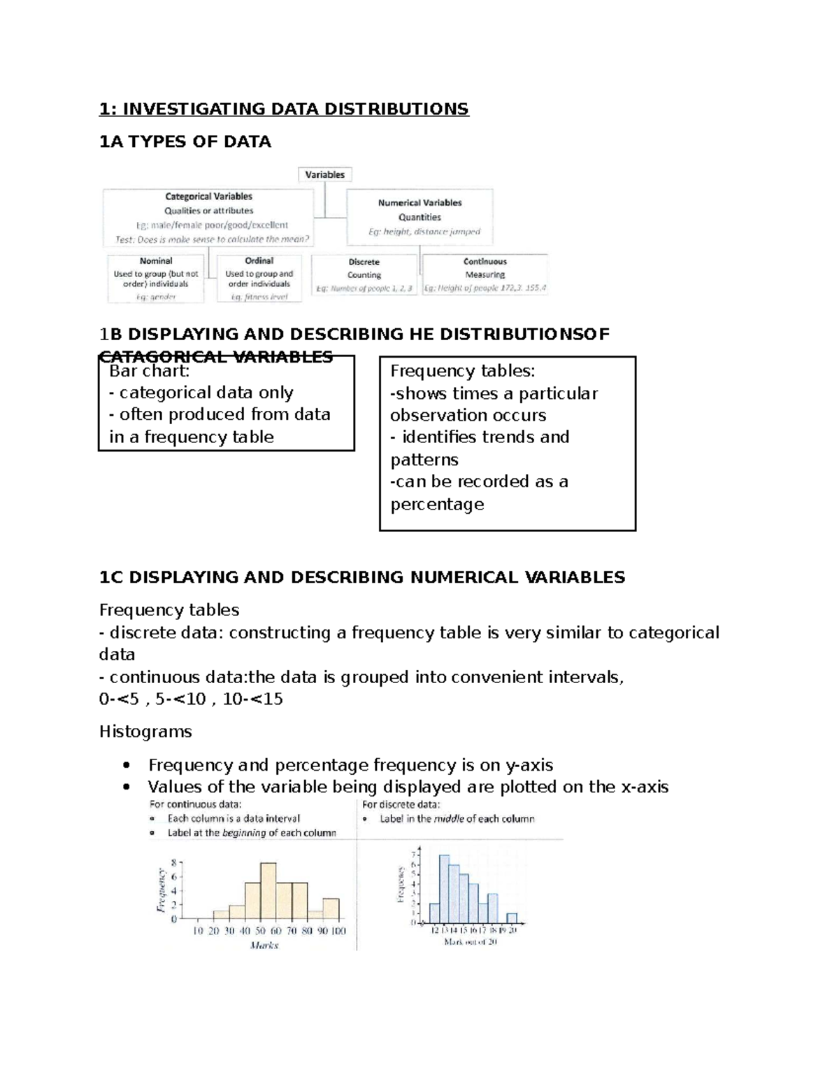 Math Summary Notes: Investigating Data Distributions and Associations ...