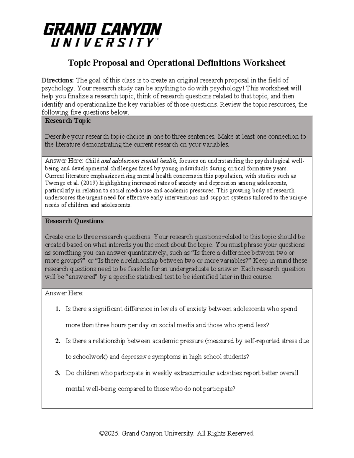 GCU PSY 101: Research Proposal & Operational Definitions Worksheet ...