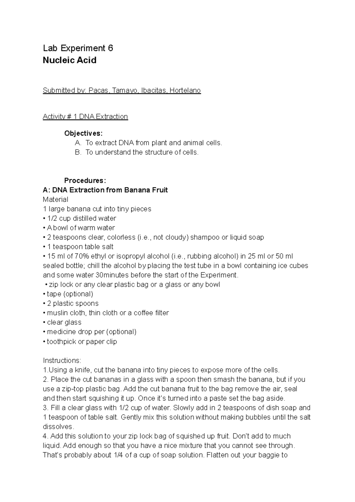 Biochem Lab Report 6: DNA Extraction & Mutation Analysis - Group 8 ...