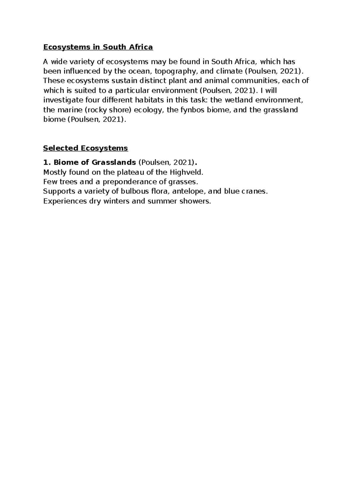 Ecosystems of South Africa: A Study of Biomes and Habitats - Studocu