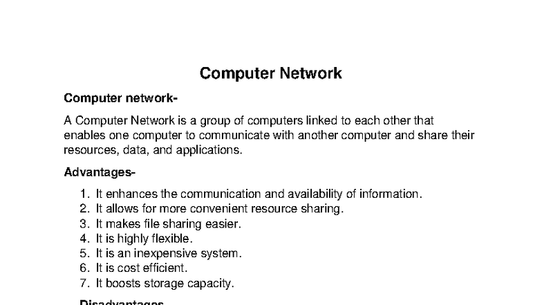 Computer Network CS Notes: Overview, Advantages, and Disadvantages ...