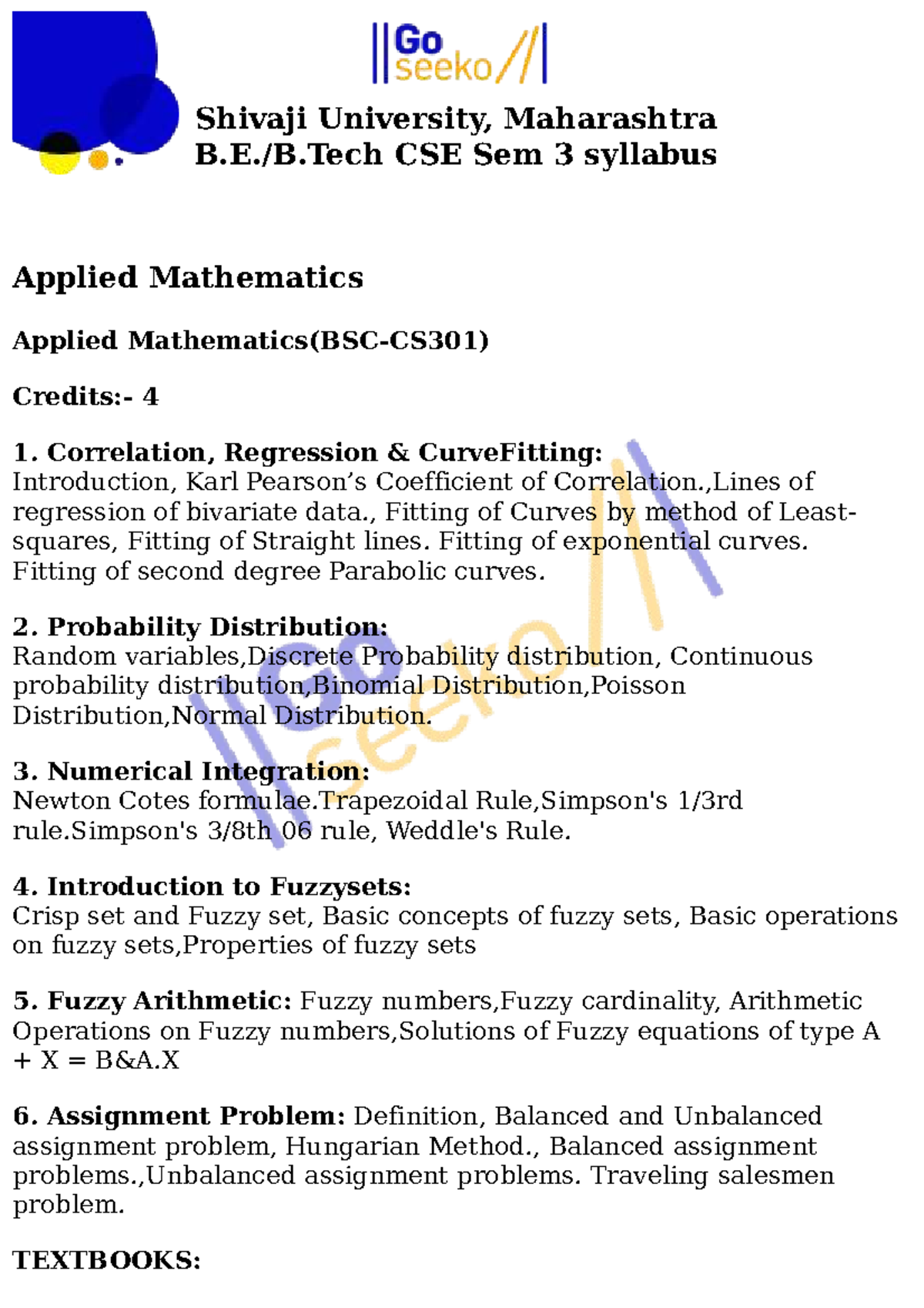 CSE Sem 3 Syllabus Notes: Applied Mathematics & Data Structures - Studocu